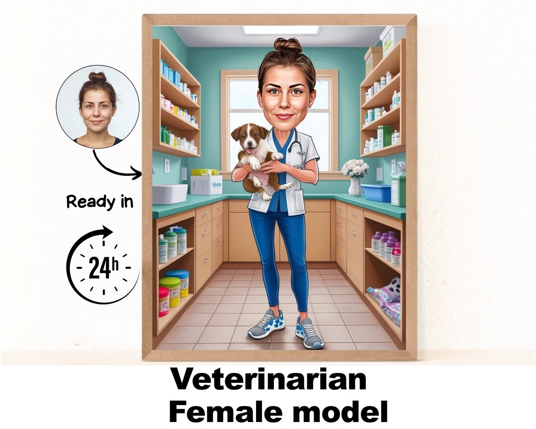 Veterinary Gift - Custom Caricature From Photo, Veterinary Surgeon ...