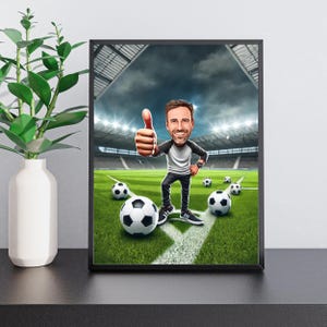 Soccer Coach Cartoon Drawing From Photo for Men, Custom Soccer Coach ...