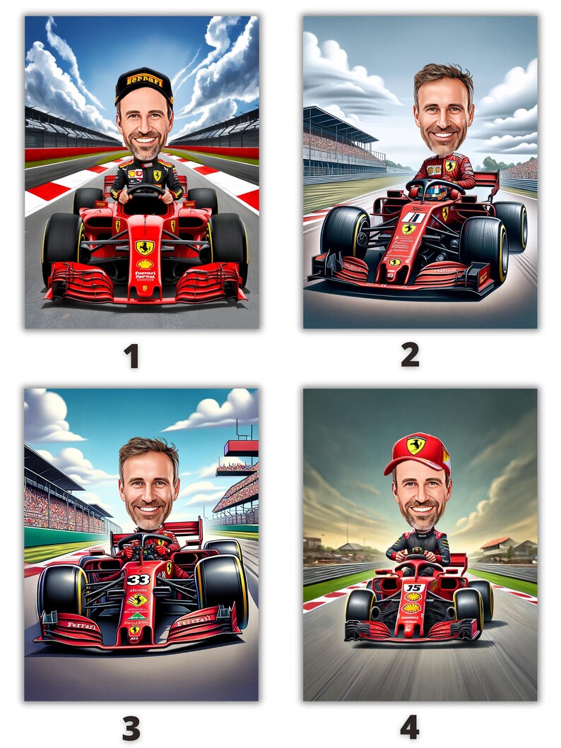 Custom Male Formula 1 Cartoon Portrait, F1 Fan Gift, Formula 1 Gift ...