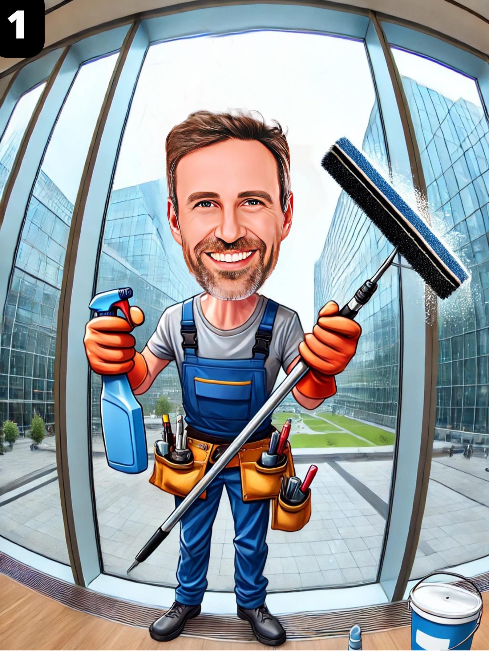 Window Cleaner Gift - Custom Window Cleaner Caricature Portrait From ...