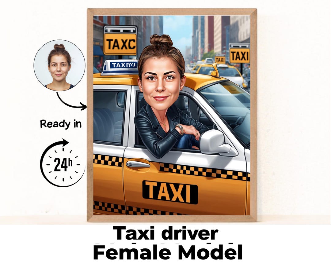 Taxi Driver Portrait | Taxi Driver Gift | Custom Taxi Driver Caricature ...