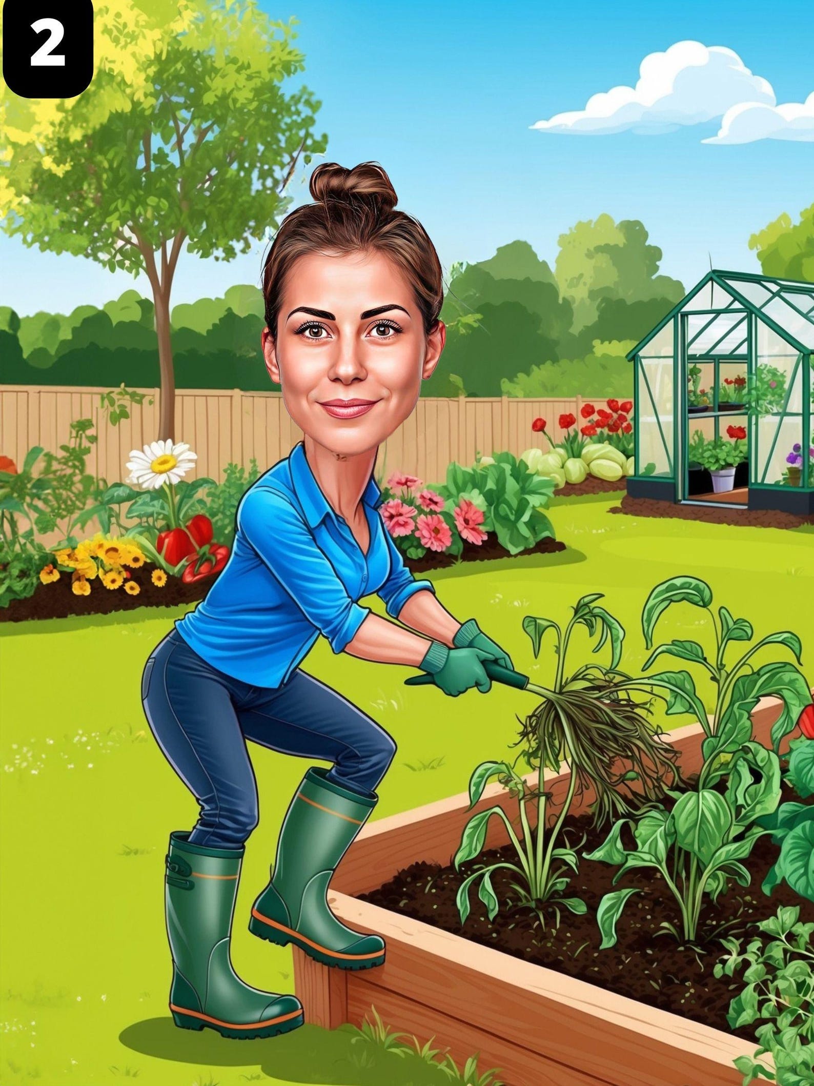 Gardener Cartoon Portrait | Gardener Gift | Custom Gardener Caricature ...