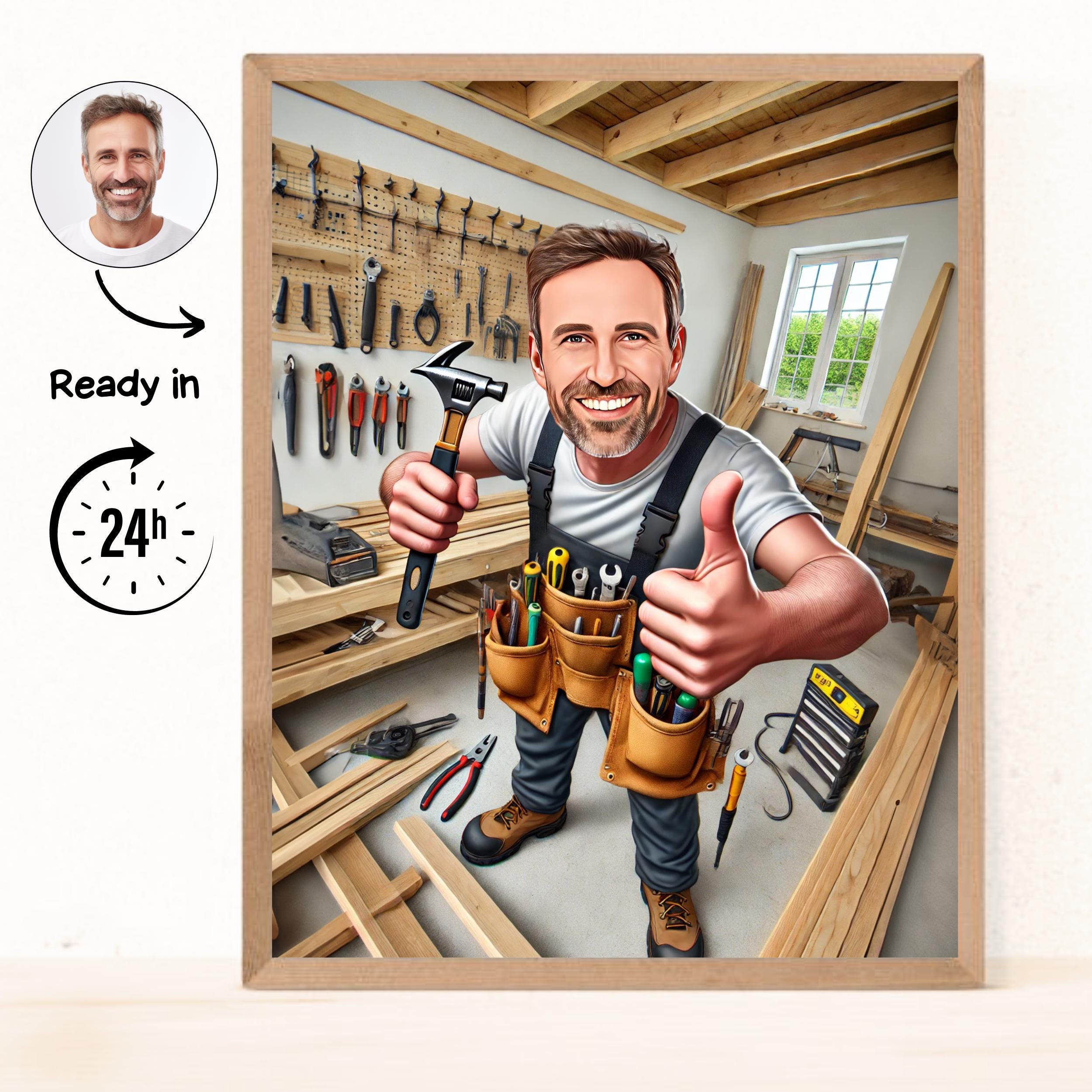 Handyman Caricature Drawing From Photo, Funny Handyman Gift for Men ...