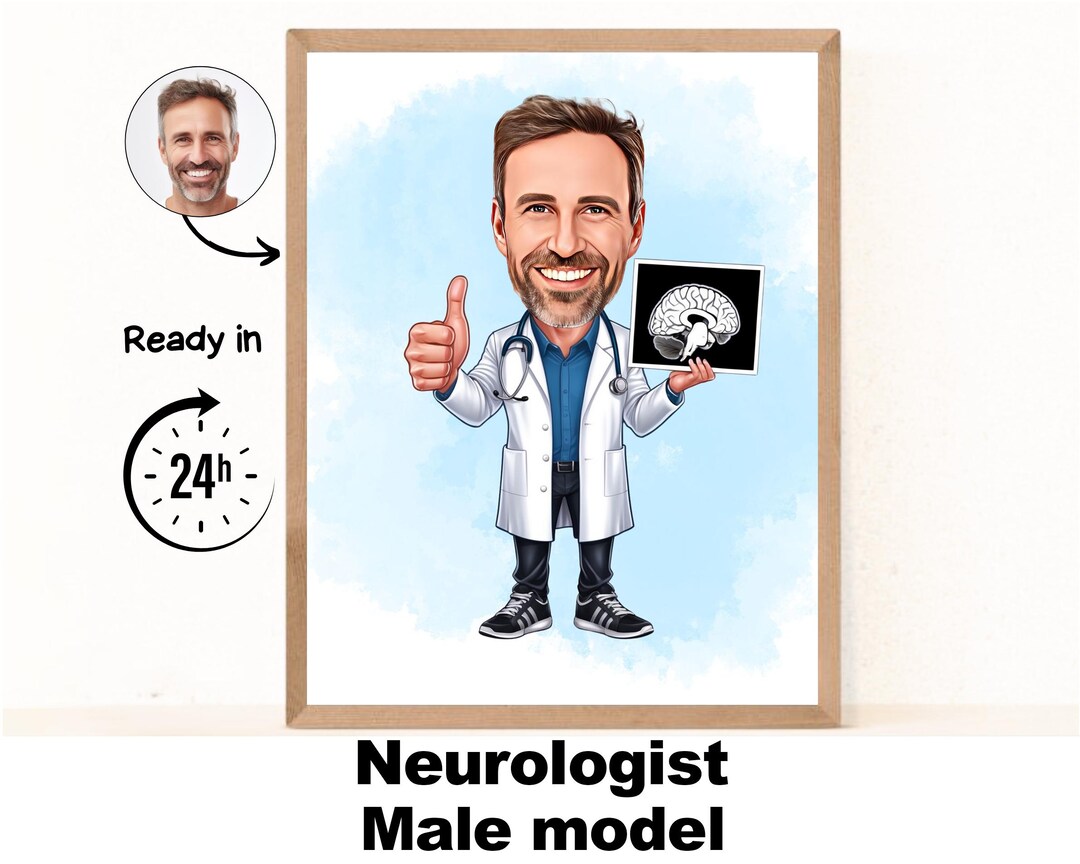 Neurologist Cartoon Portrait | Neurologist Gift | Custom Neurologist ...