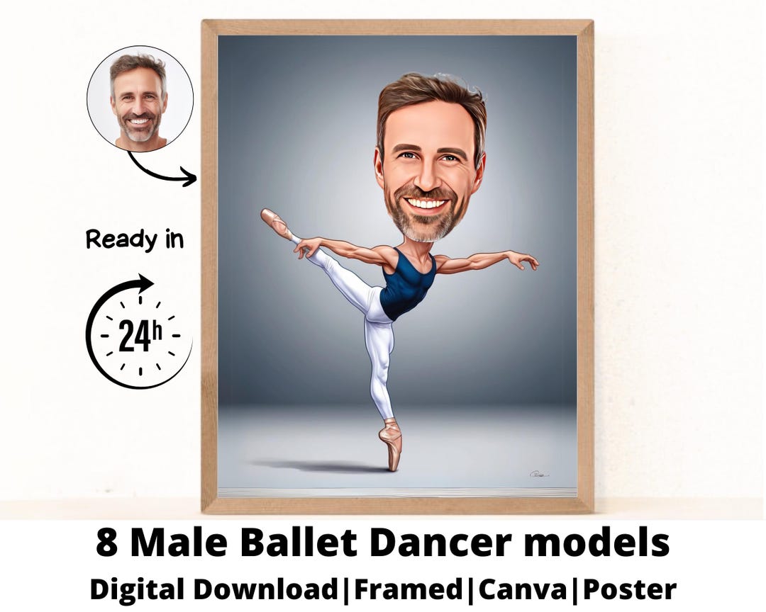 Ballet Dancer Male Cartoon Portrait / Ballet Dancer Gift / Custom ...