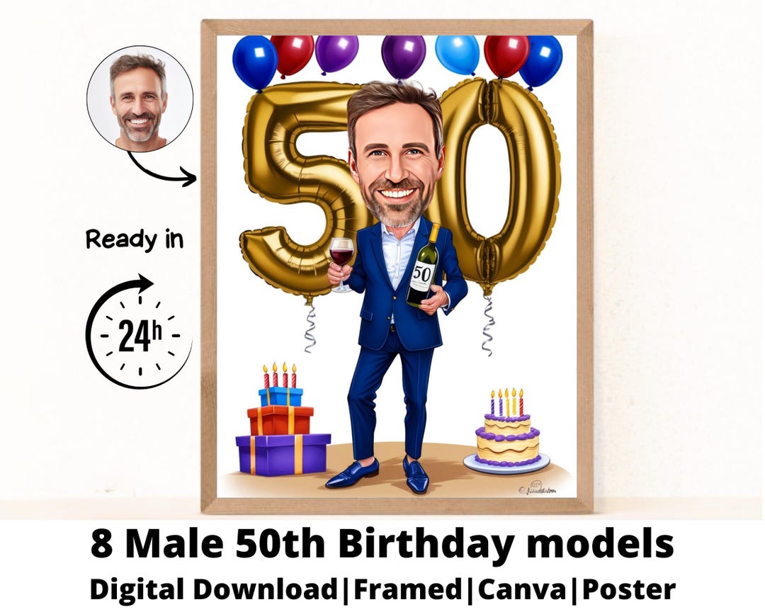 50th Male Birthday / 50th Birthday Invitation / 50th Birthday Card ...