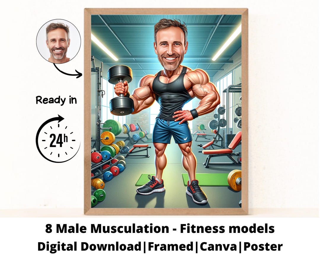 Musculation Fitness Male Cartoon Portrait / Musculation Fitness Gift ...