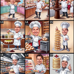 Pastry Cartoon Portrait | Pastry Gift | Custom Pastry Caricature ...