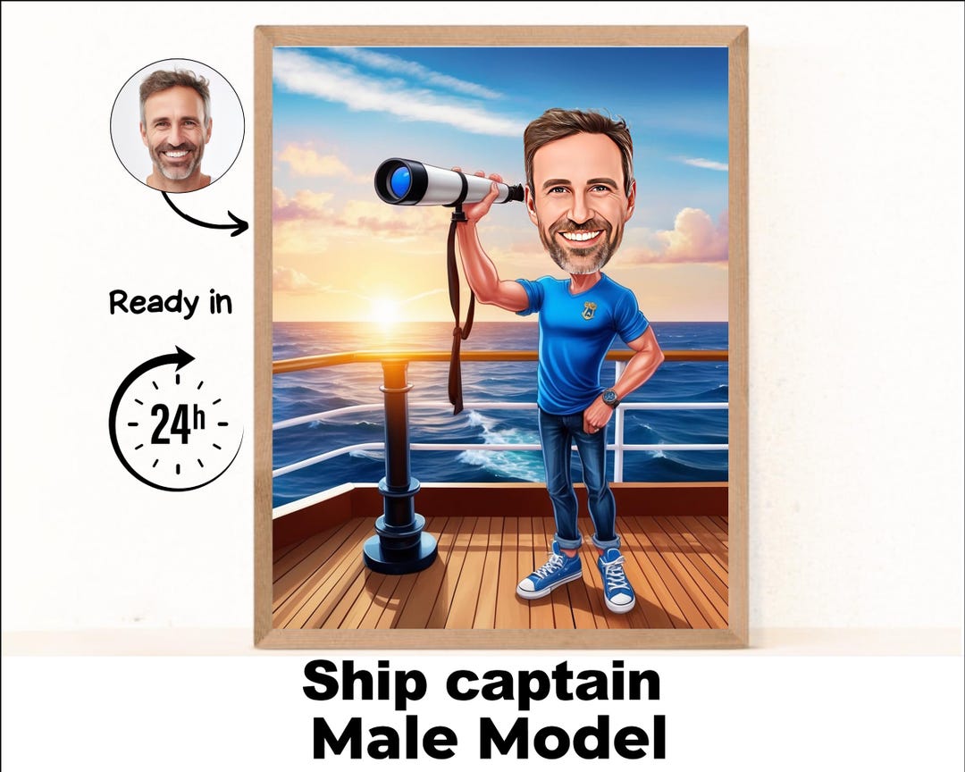Ship Captain Portrait | Ship Captain Gift | Custom Ship Captain ...
