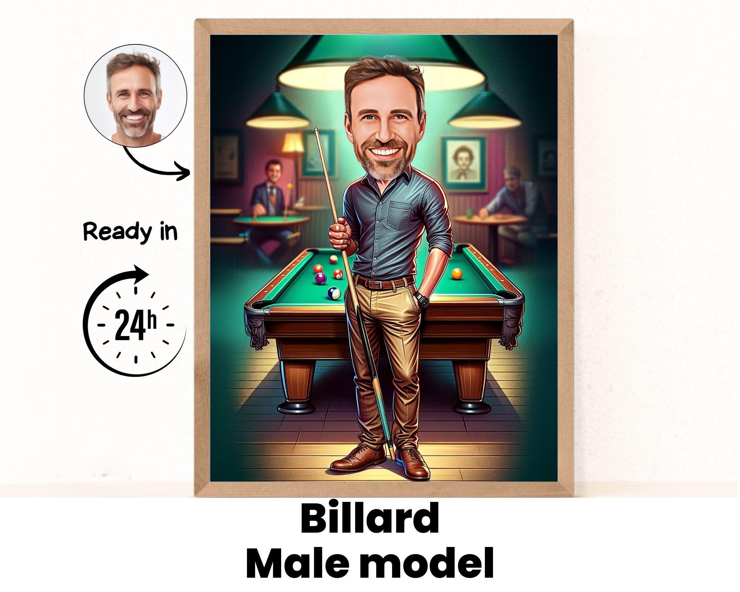 Custom Cartoon Portrait Pool Player Gift , Caricature Portrait From ...