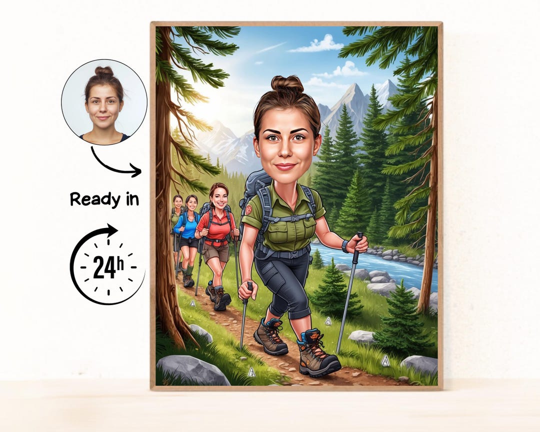 Mountain Guide Cartoon Portrait Mountain Guide Gift Custom Mountain ...