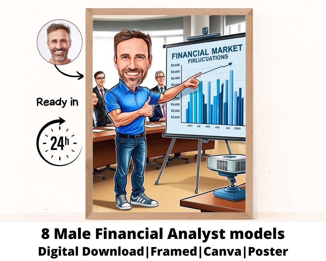 Financial Analyst Male Cartoon Portrait / Financial Analyst Gift ...