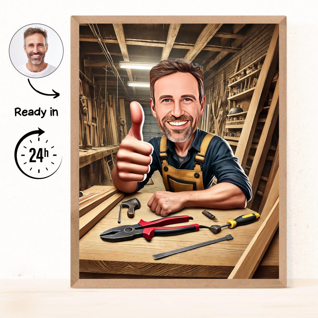 Carpenter Caricature Portrait Caricature Drawing From Photo Wooden ...