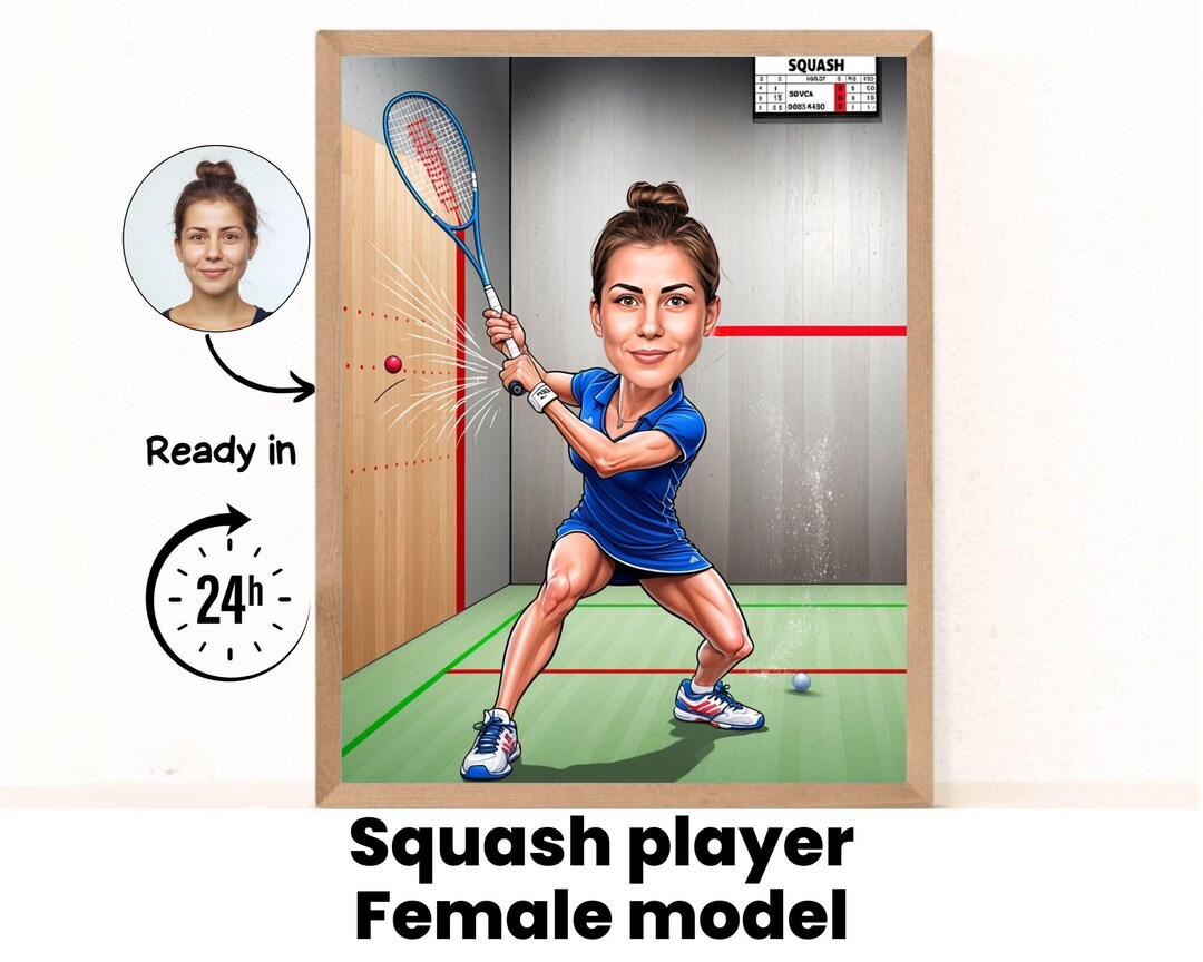 Squash Player Gift - Custom Caricature Portrait From Your Photo,squash ...