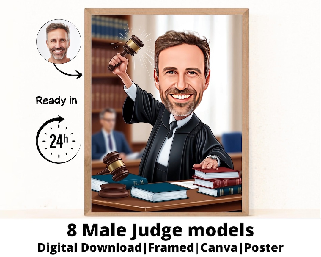 Judge Male Cartoon Portrait / Judge Gift / Custom Judge Caricature ...