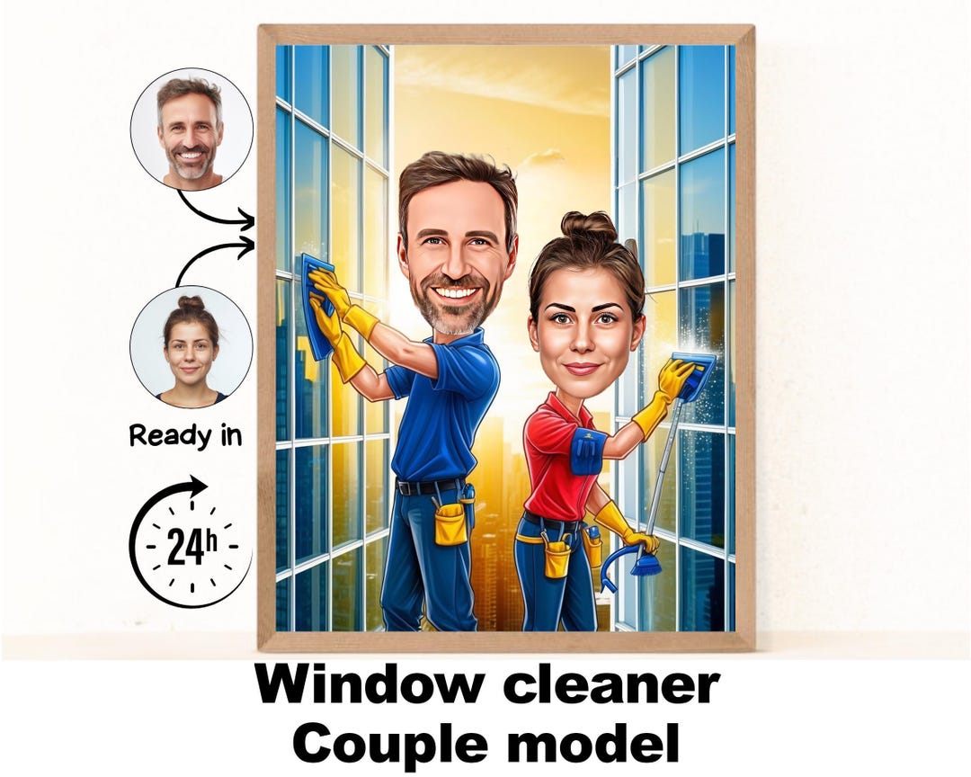 Window Cleaner Gift - Custom Window Cleaner Caricature Portrait From ...