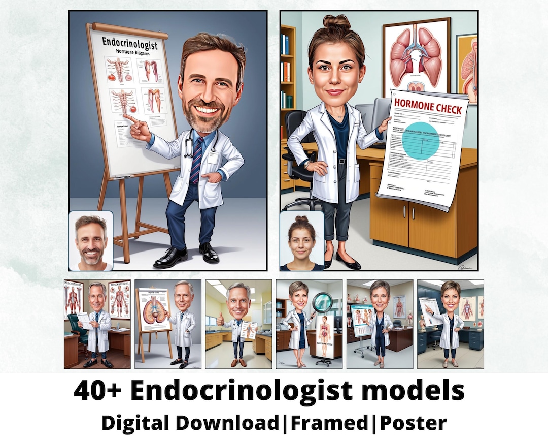 Endocrinologist Cartoon Portrait | Endocrinologist Gift | Custom ...