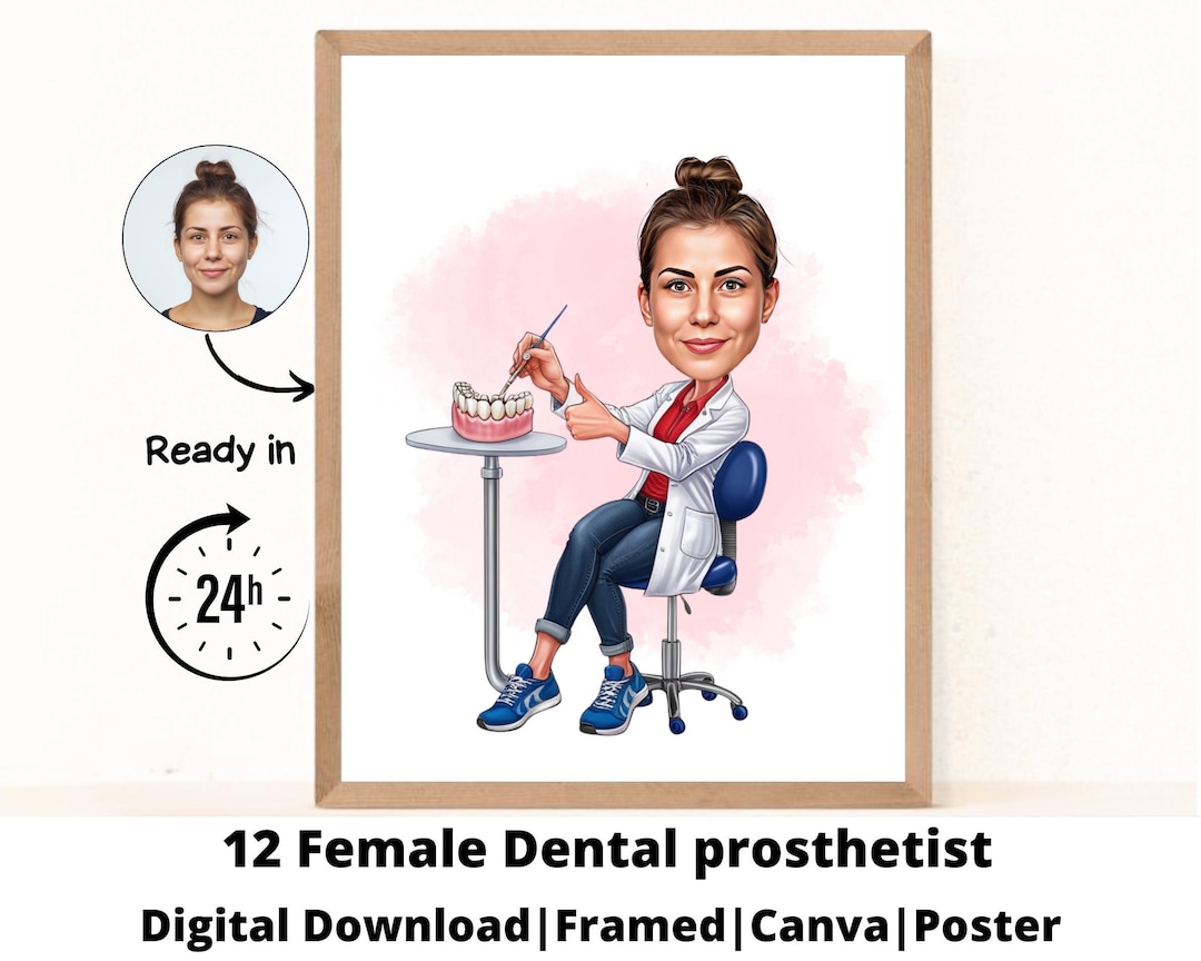 Dental Assistant Female Cartoon Portrait | Dental Assistant Gift ...
