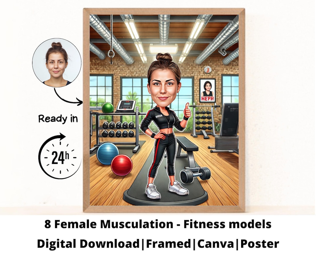 Musculation - Fitness Female Cartoon Portrait / Musculation - Fitness ...