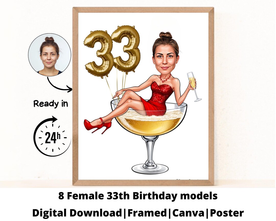 33rd Female Birthday / 33rd Birthday Invitation / 33rd Birthday Card ...