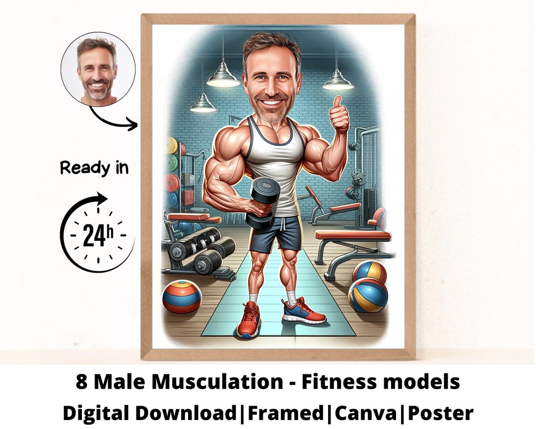 Musculation - Fitness Male Cartoon Portrait / Musculation - Fitness ...