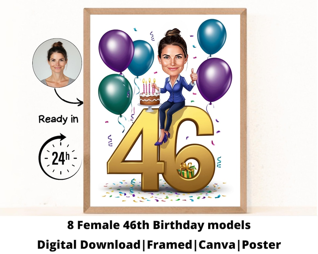 46th Female Birthday / 46th Birthday Invitation / 46th Birthday Card ...