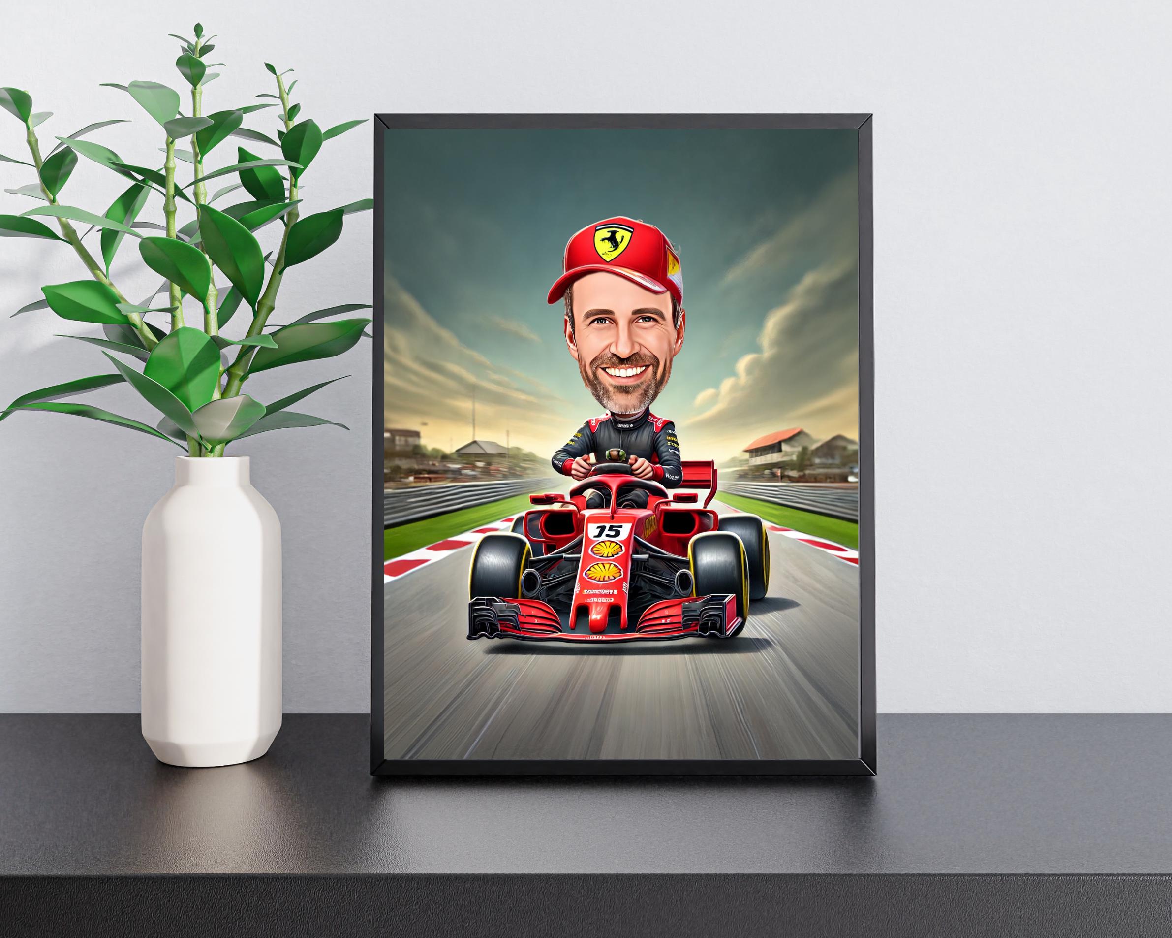 Custom Male Formula 1 Cartoon Portrait, F1 Fan Gift, Formula 1 Gift ...
