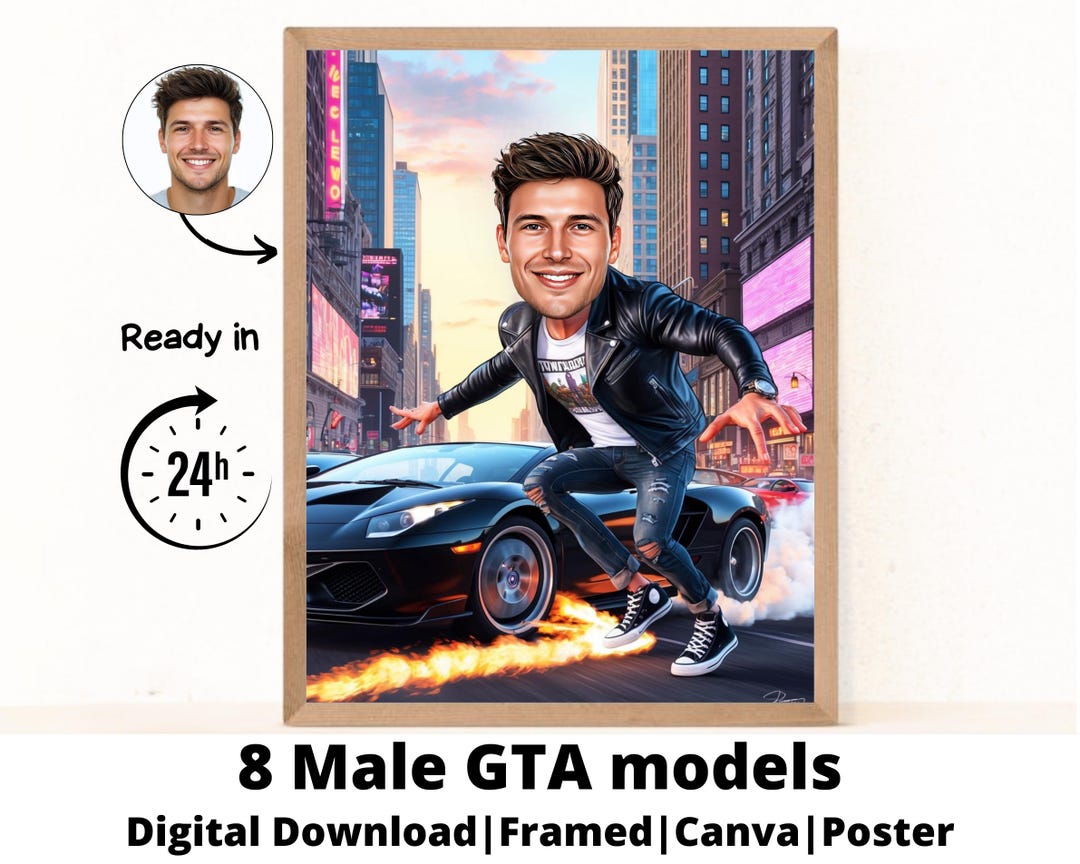 Personalized Gangster Gaming Portrait, GTA Style Portrait, Personalized ...