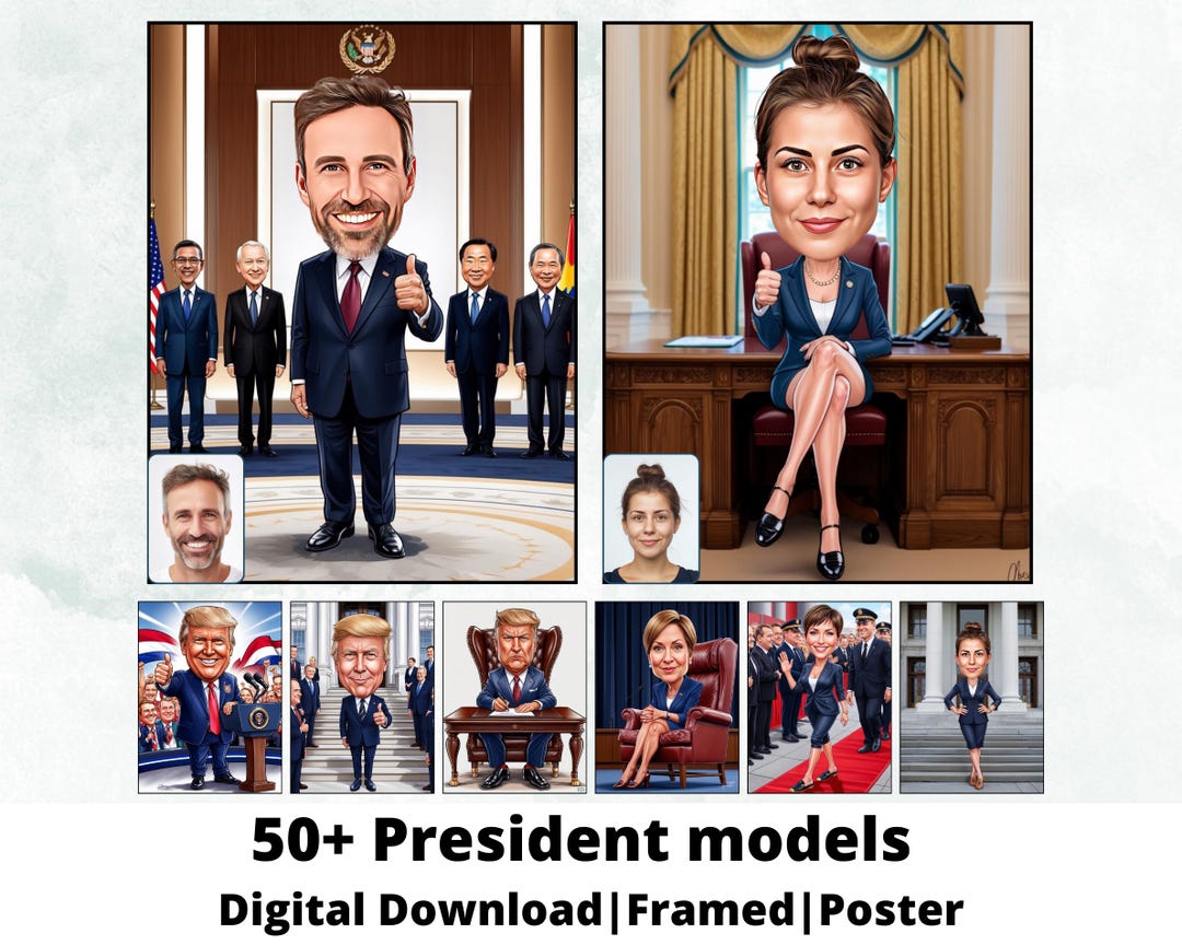 President Cartoon Portrait | President Gift | Custom President ...