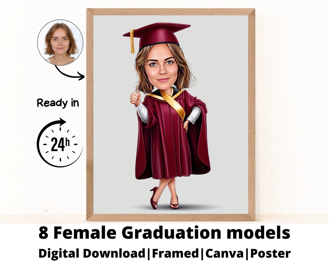 Custom Graduation Cartoon Portrait, Graduation Portrait, Graduation ...