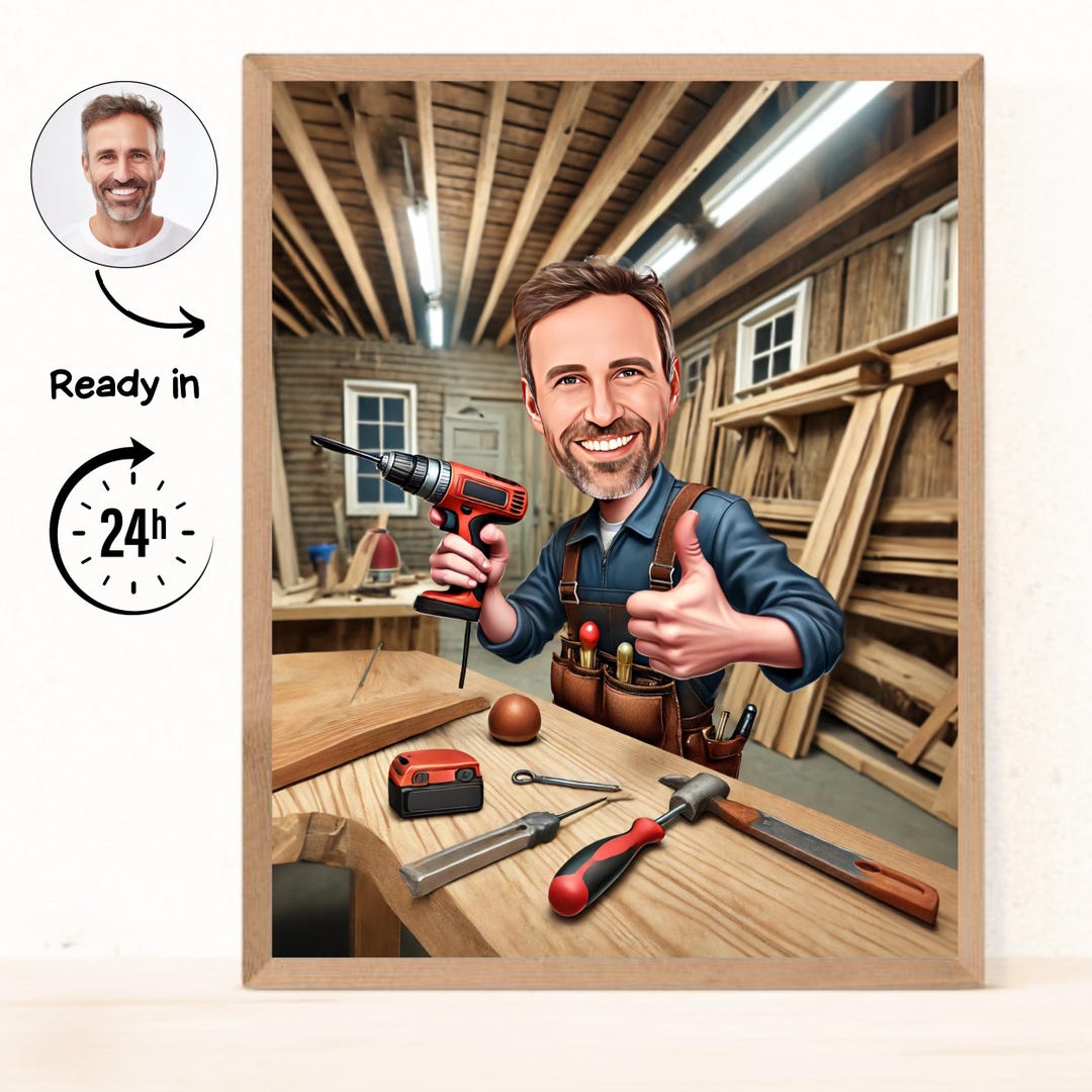 Carpenter Caricature Portrait Caricature Drawing From Photo Wooden ...