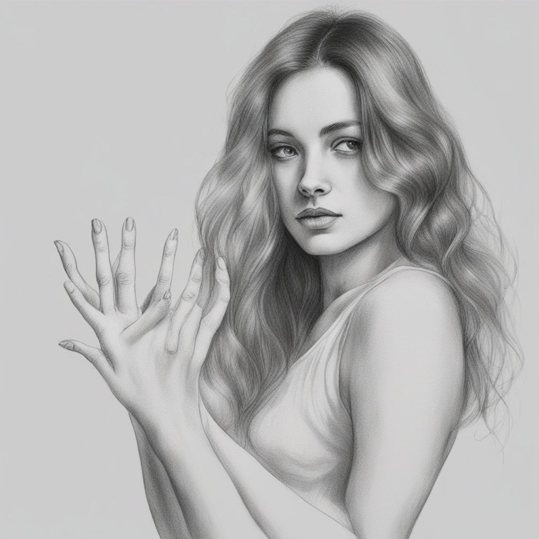 Woman Hand Drawing - Etsy