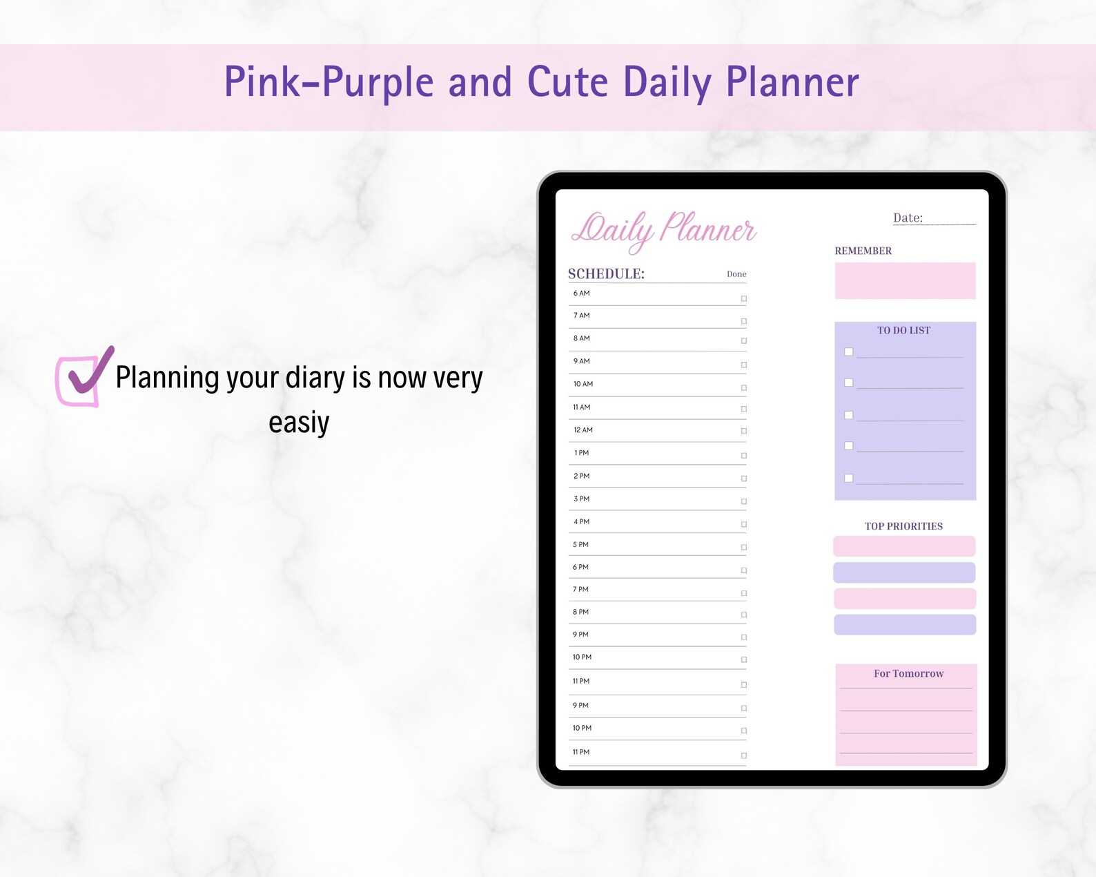 Digital Daily Planner, Undated Planner 2023, Pink Daily Planner - Etsy