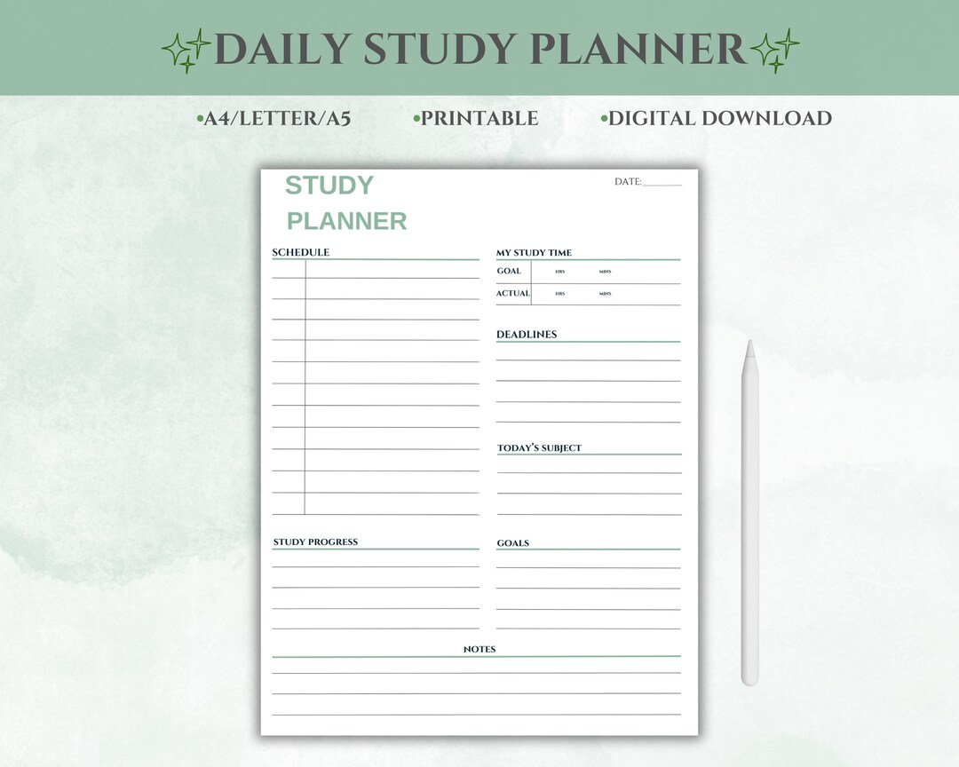 Daily Study Planner, Study Planner Pdf, Acedemic Planner, College ...