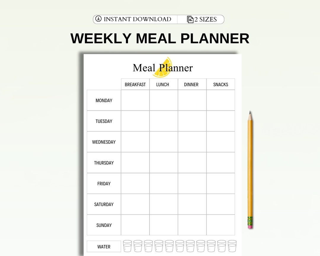 Digital Meal Planner, Weekly Meal Planner, Minimalist Meal Planner - Etsy