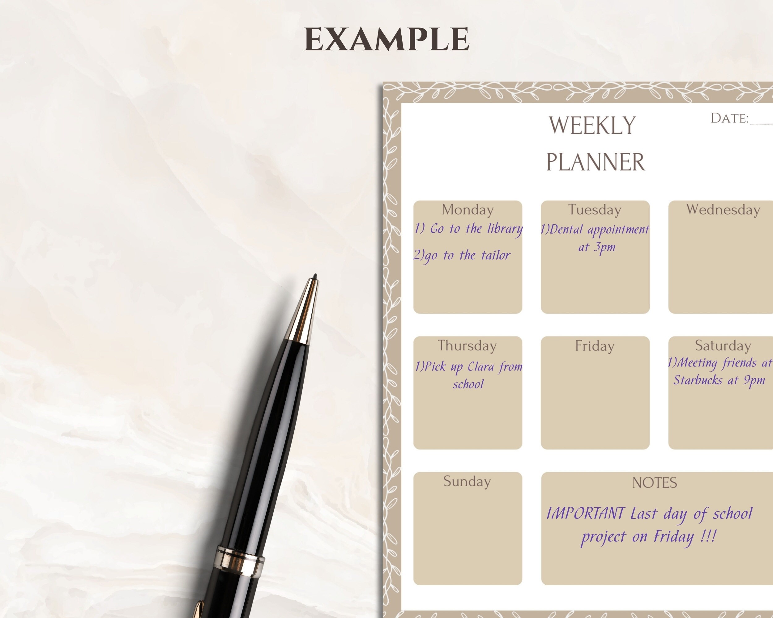 Weekly Planner Printable to Do List Weekly Planner Goodnotes - Etsy