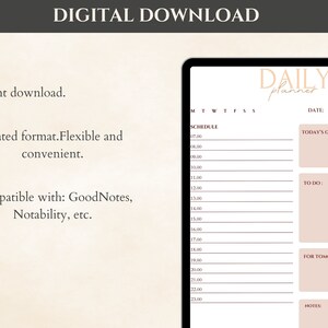 Daily Planner Digital, Undated Daily Planner, Daily Planner Printable ...