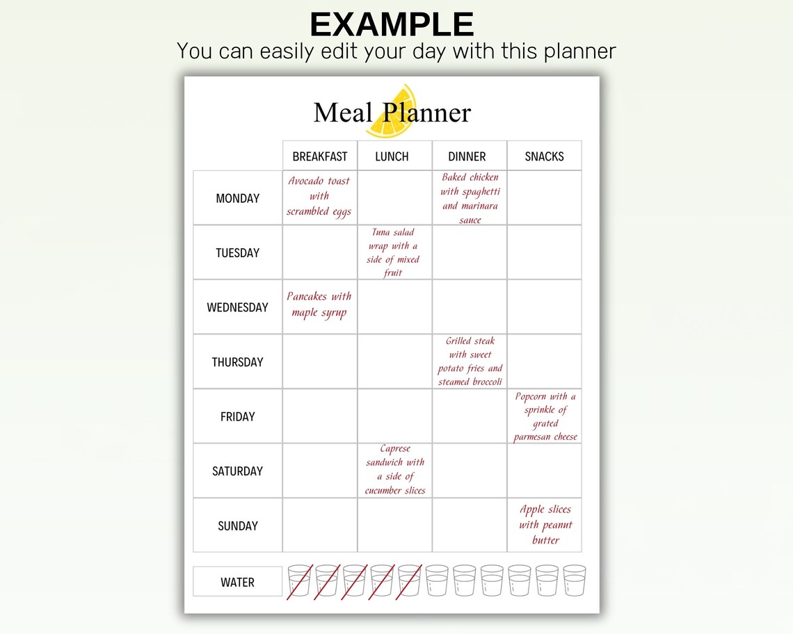 Digital Meal Planner, Weekly Meal Planner, Minimalist Meal Planner - Etsy