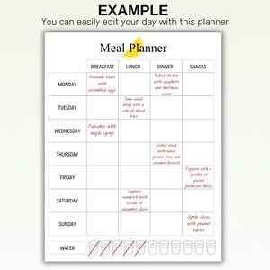 Digital Meal Planner, Weekly Meal Planner, Minimalist Meal Planner - Etsy