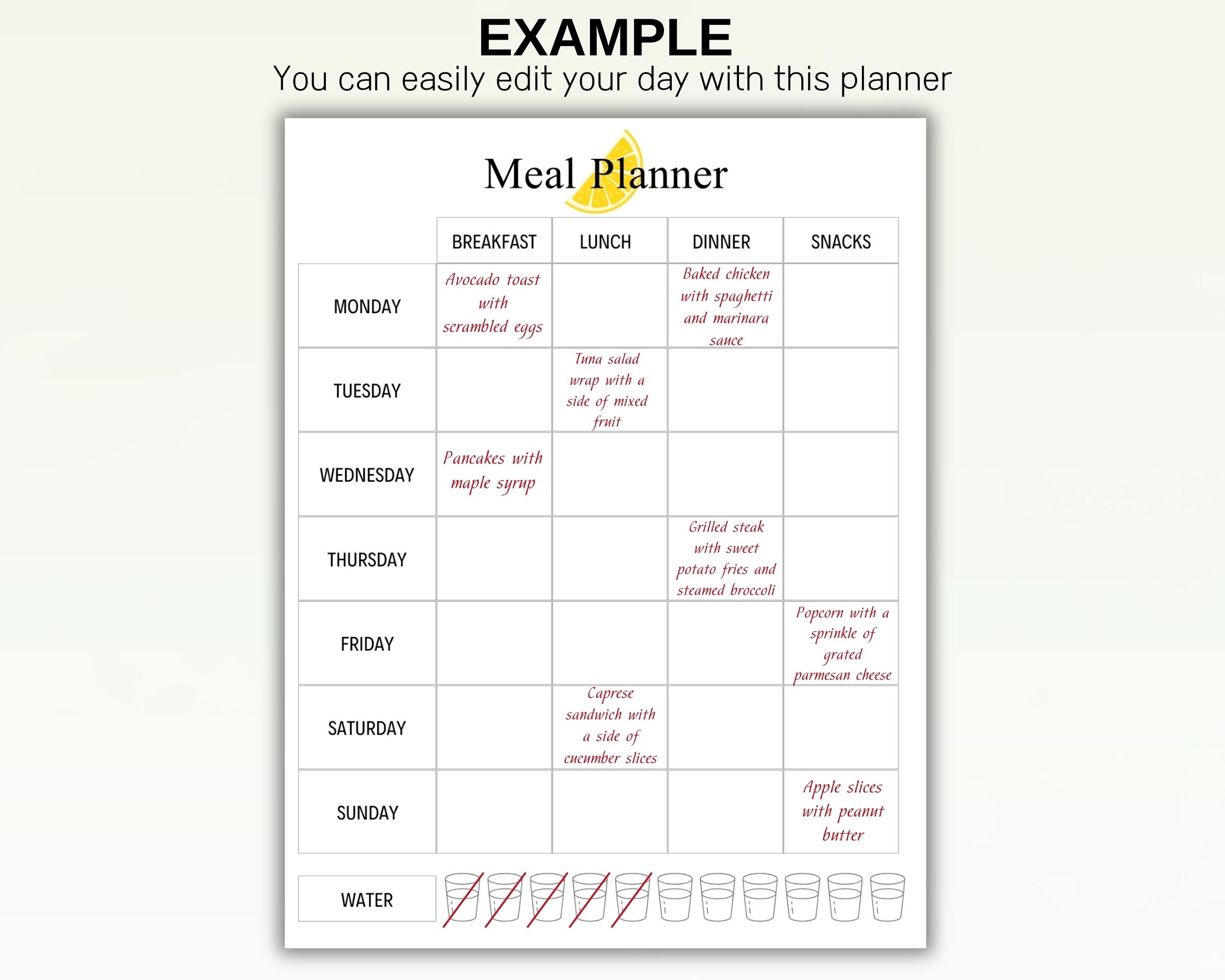 Digital Meal Planner, Weekly Meal Planner, Minimalist Meal Planner - Etsy