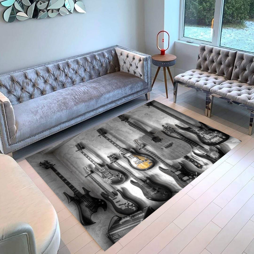 The Guitar Rug Types of Guitar Old Guitar Rug Music Room - Etsy