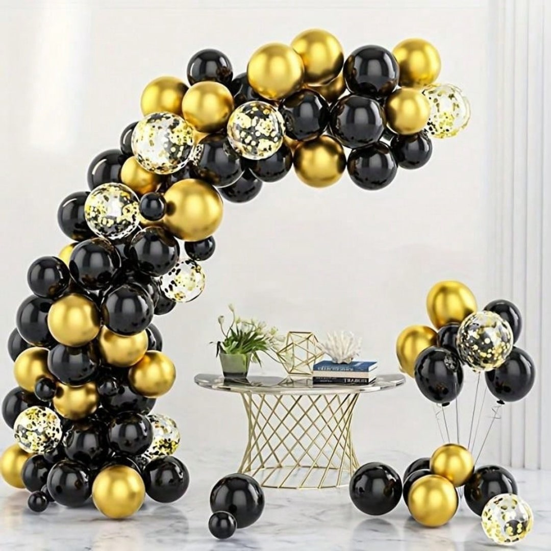 62pcs Black Gold Balloon Decoration 5inch & 12inch Mix-size - Etsy