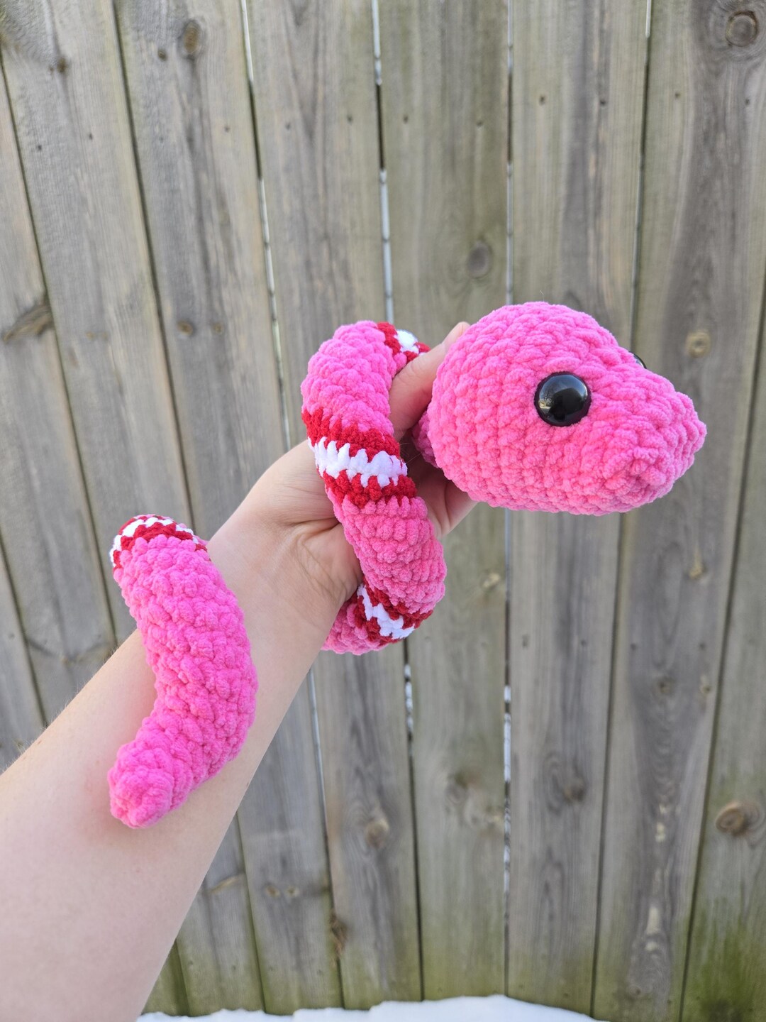 CROCHET PINK SNAKE Valentines Day Plushie Crochet Snake Plushie ...