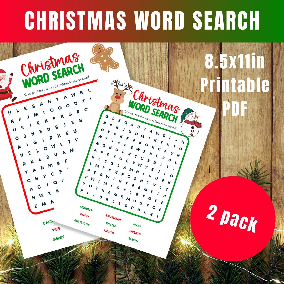 CHRISTMAS WORD SEARCH 2 Pack Printable Christmas Word Search Pdf ...