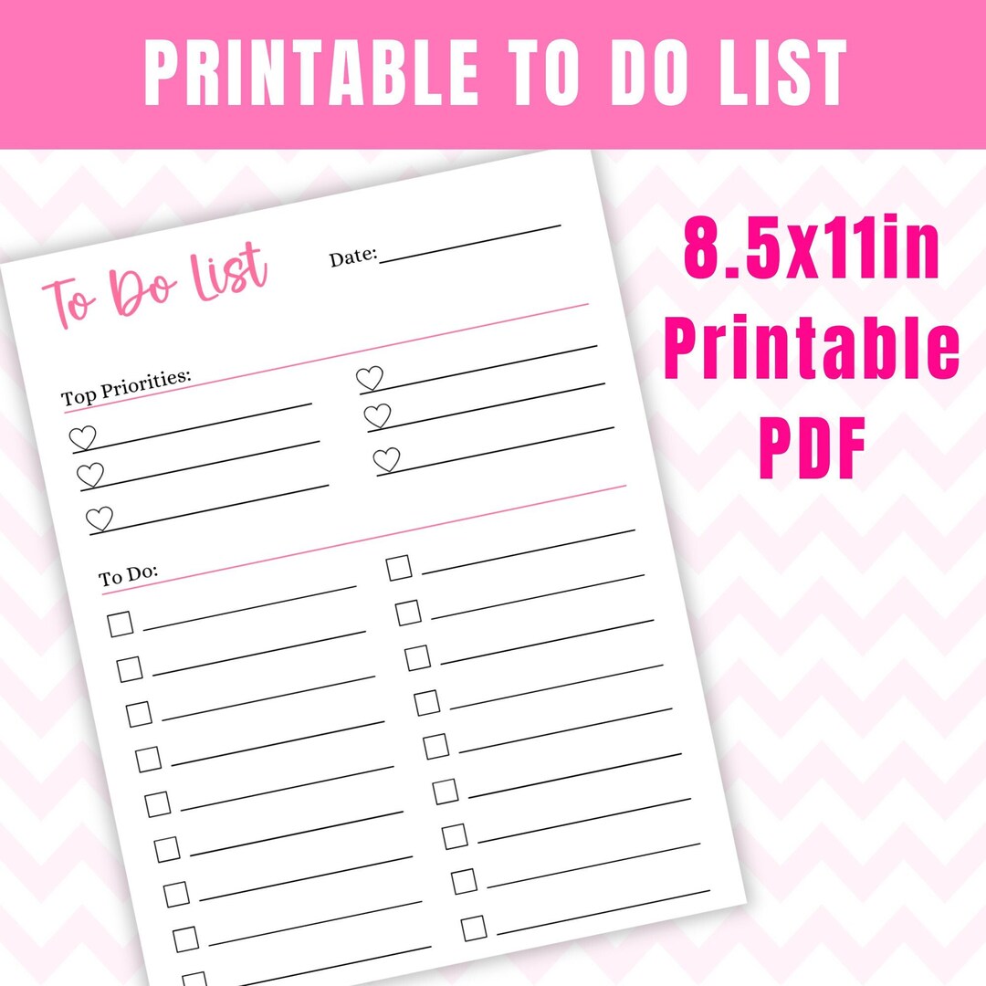 Printable to Do List Printable Task Sheet Printable Pdf to Do List ...