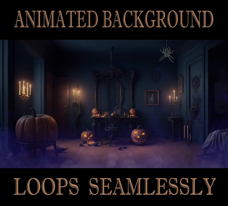 Animated Halloween Background for Zoom: Dark Room With a Spider - Etsy