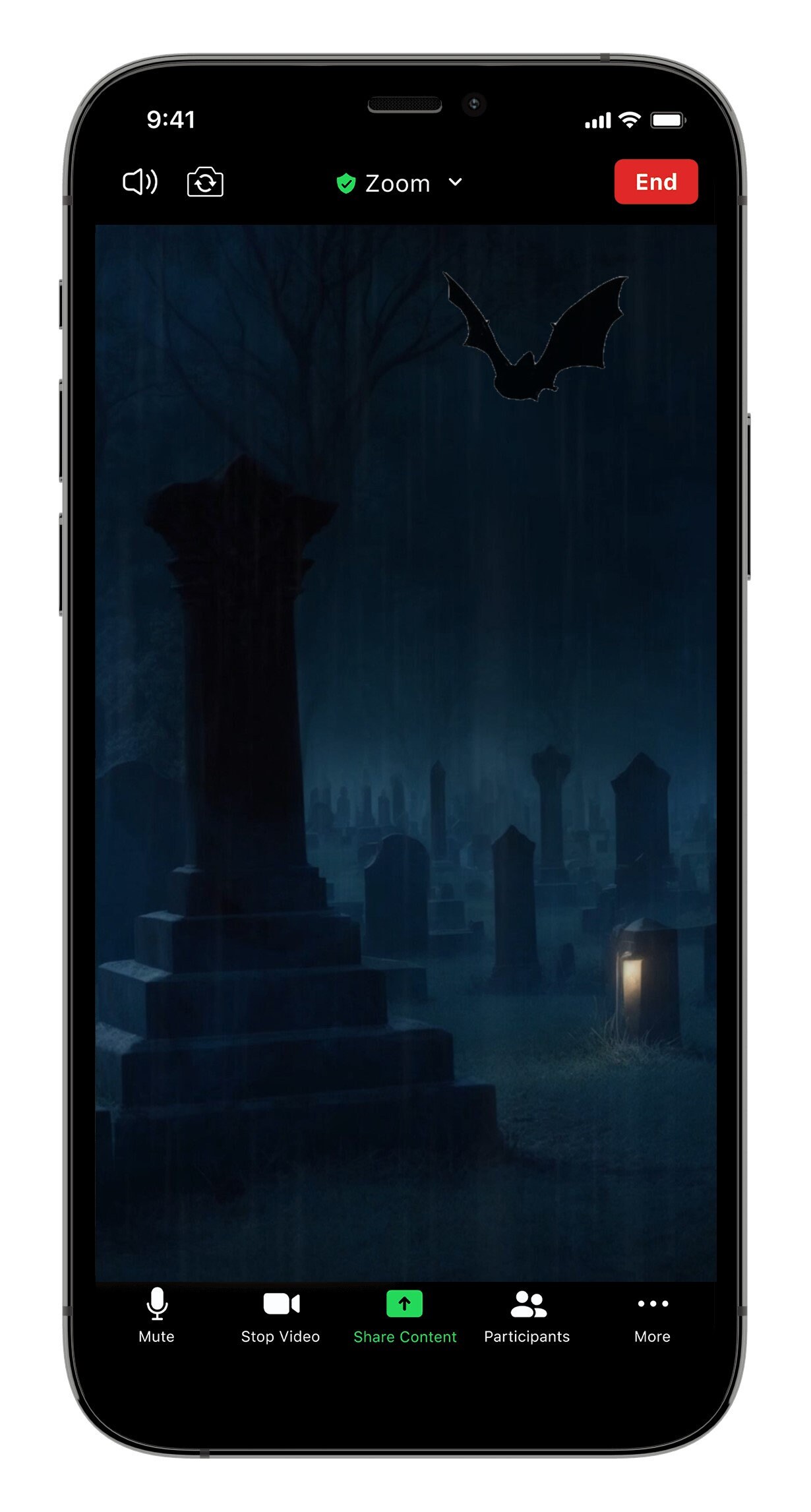Animated Halloween Background for Zoom: Cemetery With a Bat - Etsy
