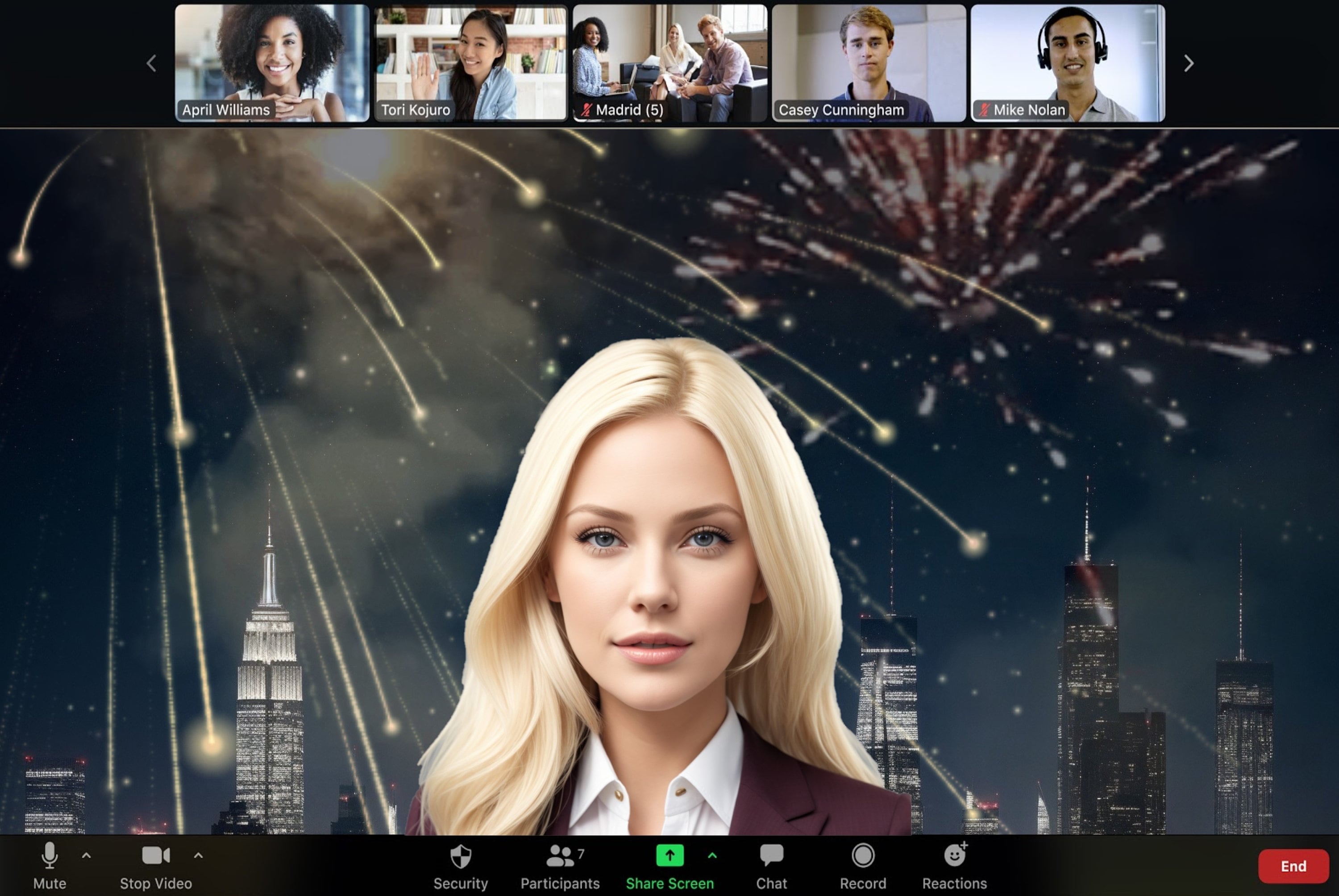 Animated Virtual Background: Fireworks Over New York Skyline - Etsy