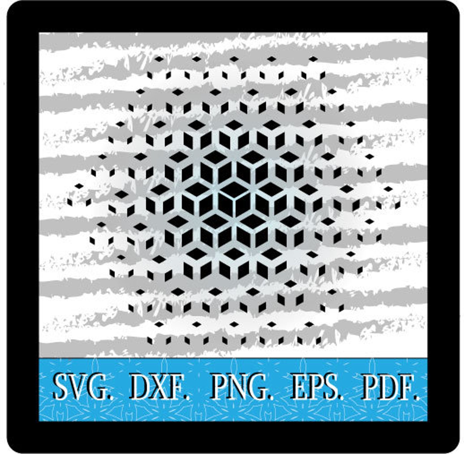 Cube Fractal Geometry Download SVG/DXF/PNG Vector, Cut File, Tattoo ...