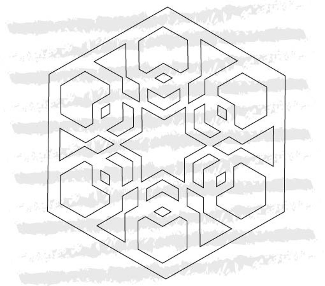 Hexagonal Vortex Star Geometry Pattern Digital Download SVG, DXF, PNG ...